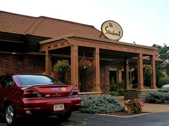 The wooden pergola and flowering baskets whisper "something special" while the parking lot screams "convenient"&mdash;a perfect Wisconsin combination.