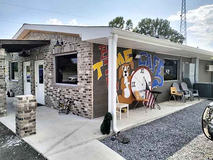 That cheerful mural and those welcoming chairs outside aren't just decoration, they're a promise of good times ahead.