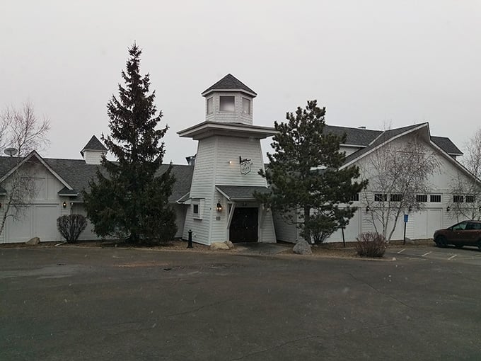 Even on a gray day, that lighthouse tower promises sunshine and good times waiting inside for you.