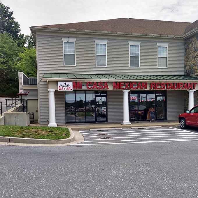 The unassuming facade hides culinary treasures within, proving that Maryland's best enchiladas don't need flashy architecture to shine.