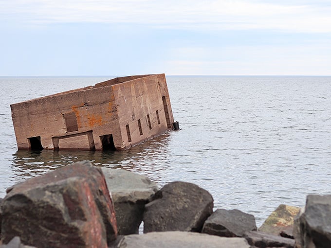 There it is, tilting like it's had one too many at the local tavern, defying logic and Lake Superior's mood swings.