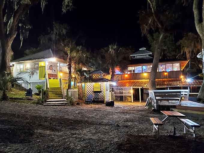 That glow in the night isn't just the lights, it's the promise of crabs calling your name from the marsh.