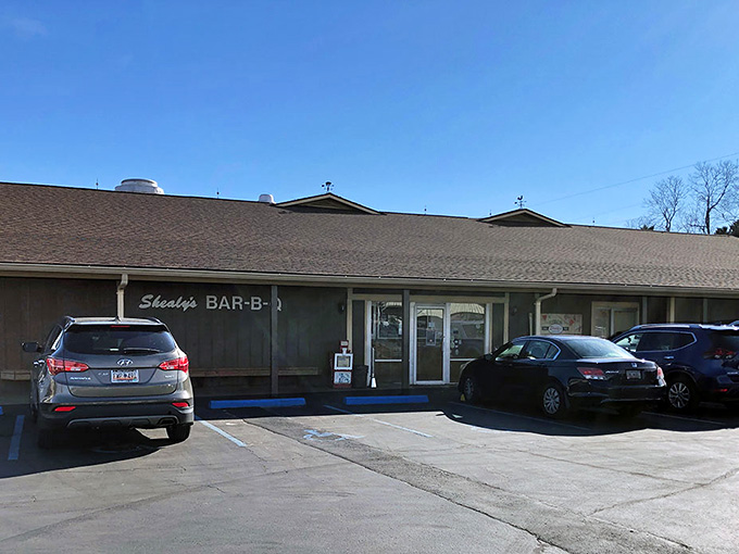 That unassuming exterior hides some of the best barbecue in South Carolina, proof that great food needs no fancy facade.