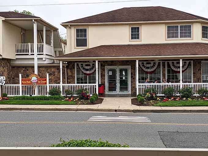 The patriotic bunting says summer, but locals know this place delivers frozen happiness all year long.