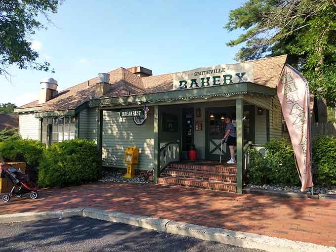That green-trimmed facade isn't just charming – it's your gateway to breakfast bliss in Historic Smithville.