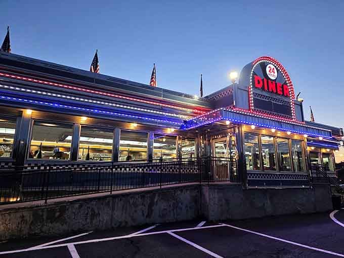 That gleaming chrome exterior isn't just for show; it's a beacon calling breakfast lovers home to Newtown.