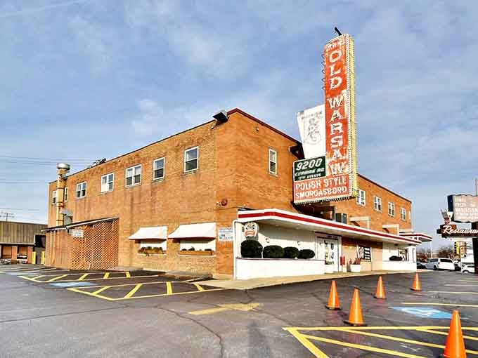 The iconic Old Warsaw sign has been beckoning diners for decades, promising comfort food worth the journey.