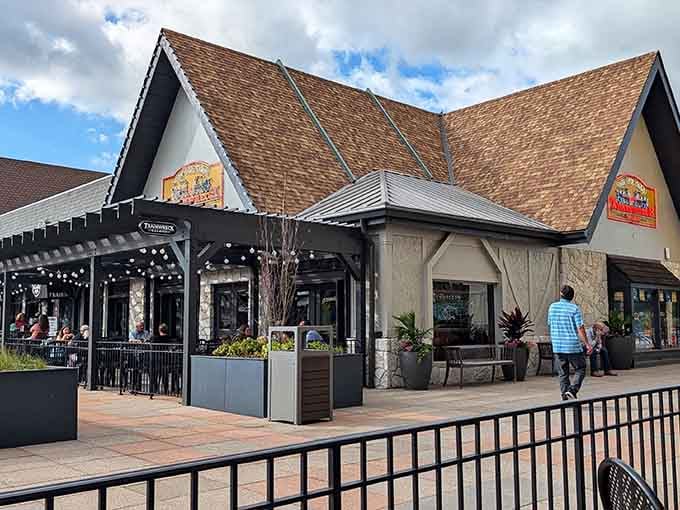 Step right up to this frontier-style facade where modern comfort meets Wild West charm perfectly.