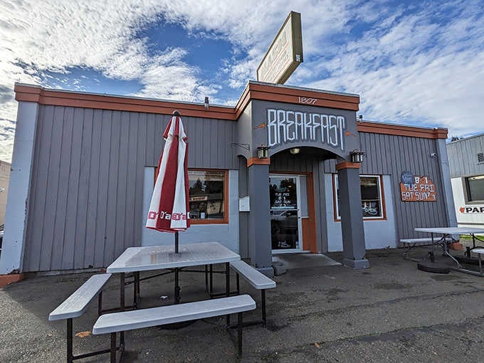 The industrial-chic exterior of Hash promises serious breakfast business, complete with outdoor seating for sunny Olympia mornings.