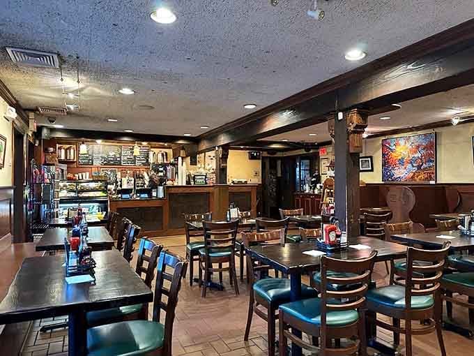 Step inside where warm wood tones meet the aroma of fresh-brewed coffee, like a hug in caf&eacute; form.