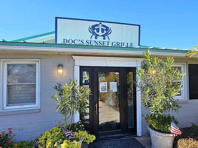 That blue crab logo above the door isn't just decoration, it's a promise of what's waiting inside.