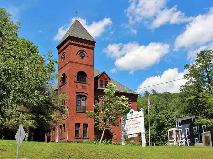 The historic town hall stands proud in brick, watching over Charlemont like a distinguished grandfather at Sunday dinner.