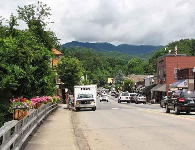 Mountains frame Main Street like nature's own welcome committee, reminding you why postcards were invented in the first place.