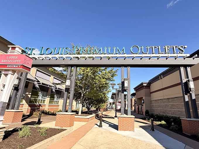 That blue sky and welcoming archway signal the start of a shopping adventure your retirement fund might regret.
