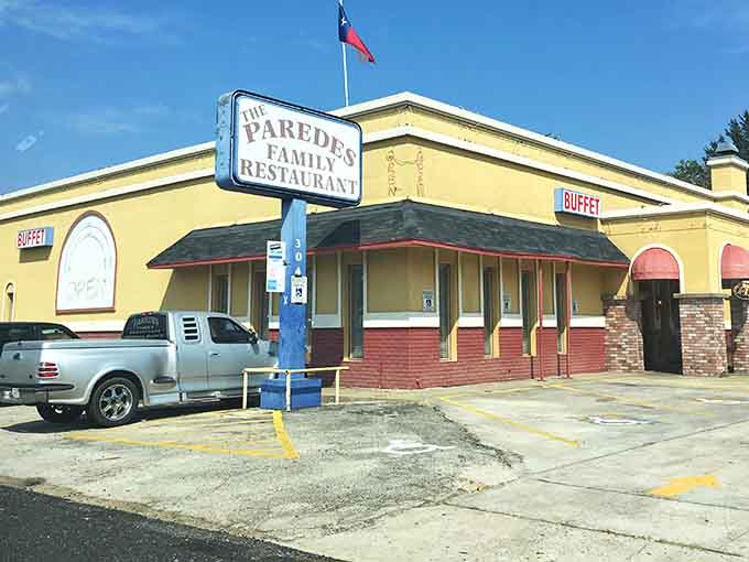 The Texas flag flies proudly above, as if to say "everything's bigger here, especially the dessert selection."