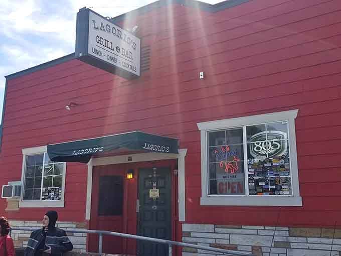 Another angle of that unmistakable red building, proving some restaurants just know how to make an entrance.
