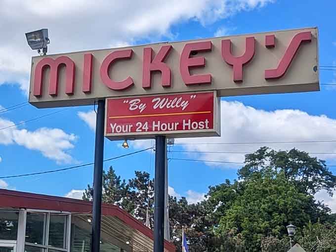 That vintage sign isn't trying to be cool, it just is, welcoming hungry souls since way back when.