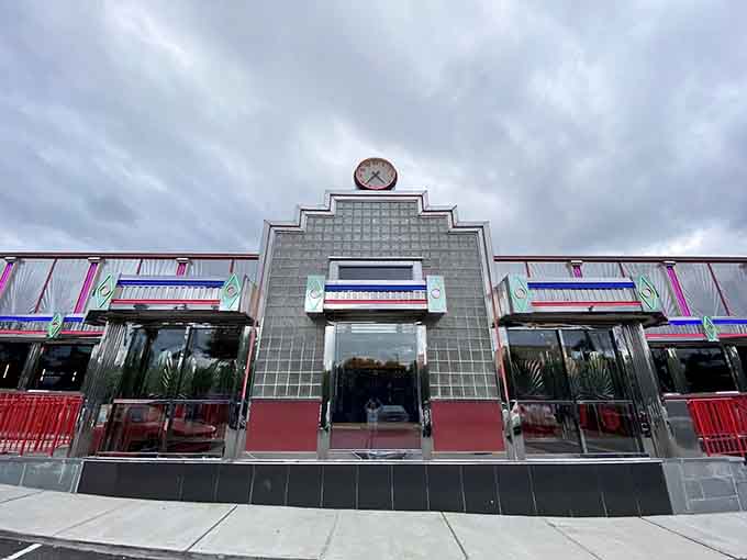 Glass blocks and chrome details create a retro-futuristic vibe that would make George Jetson feel right at home.