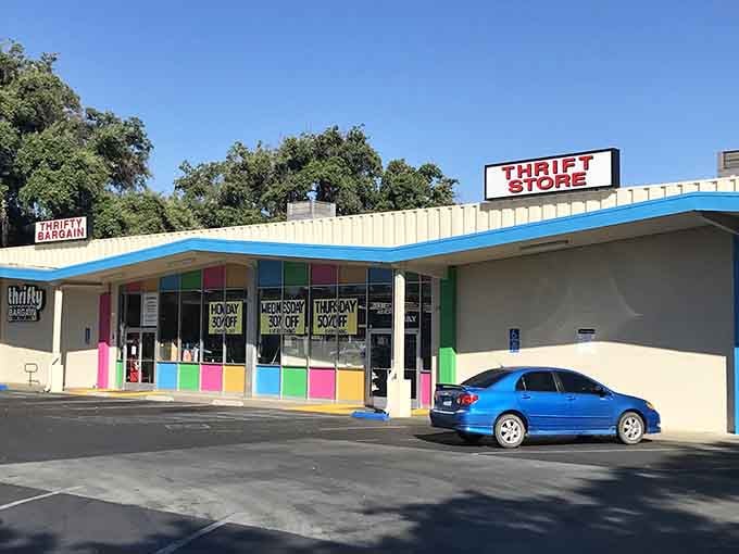That cheerful blue and white exterior practically begs you to come inside and find something wonderful.