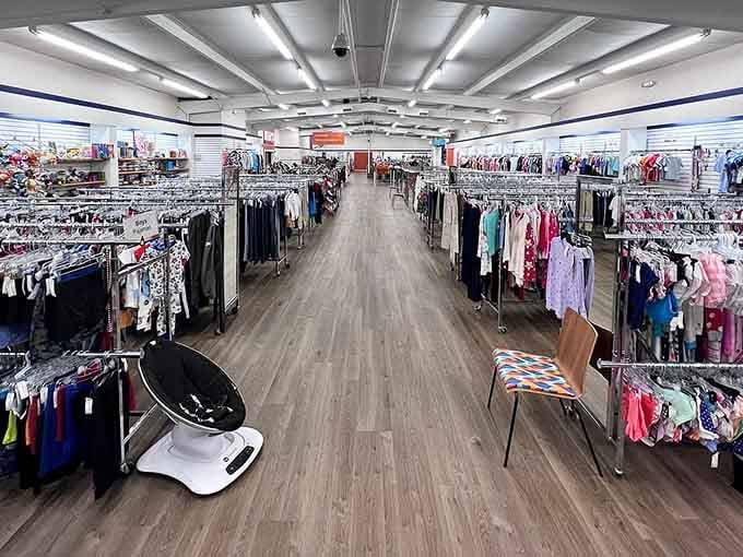 Endless aisles stretch before you like a retail promised land, each rack holding mysteries from travelers' abandoned journeys.