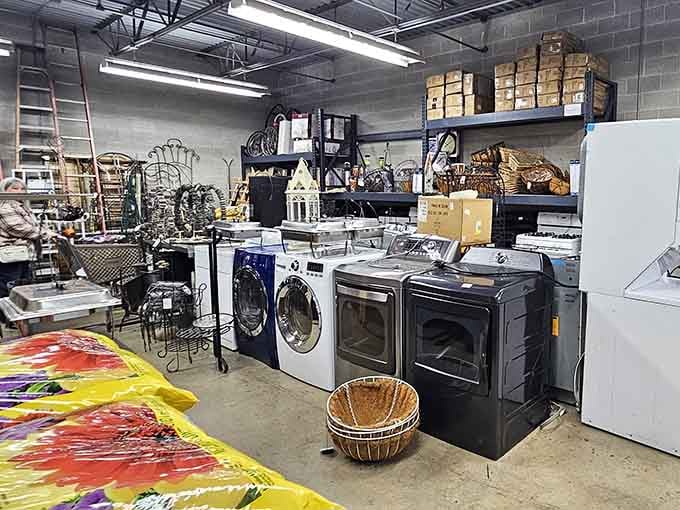 Washers, dryers, and decorative baskets create a secondhand symphony that'll make your wallet sing with joy.