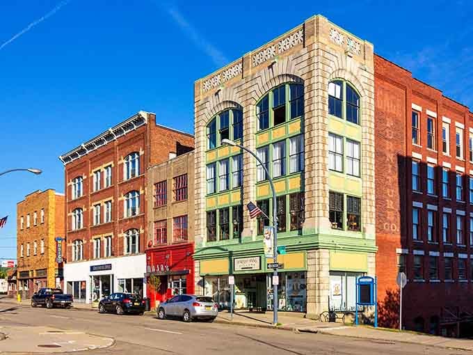 Downtown Jamestown serves up architecture that makes modern strip malls look like cardboard boxes with delusions of grandeur.