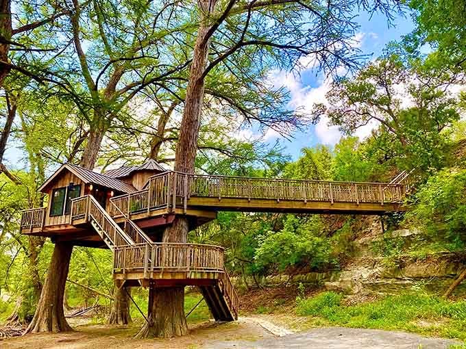 Winding staircases and elevated walkways create a secret world where gravity applies but adult responsibilities mysteriously don't.