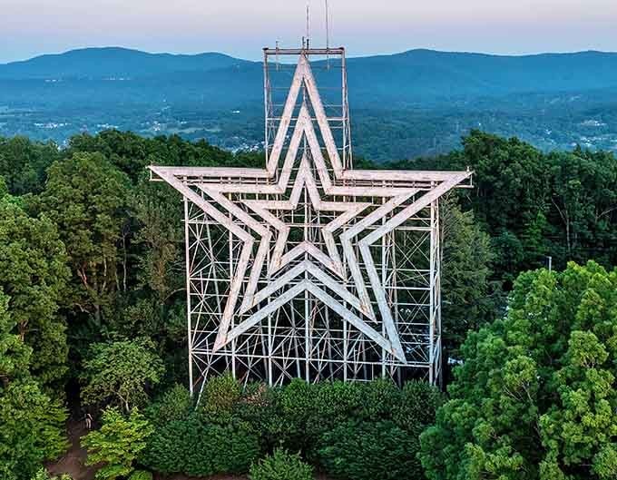 This isn't your average lawn ornament; the Mill Mountain Star commands attention from every angle in Roanoke.