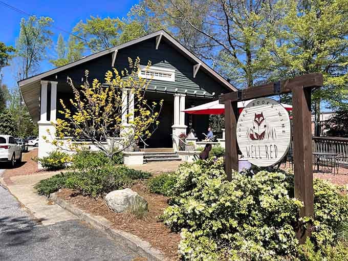 The fox logo and craftsman-style charm announce you've arrived somewhere special where reading and relaxing are equally encouraged.