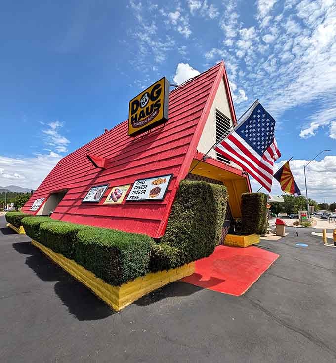 When a building flies both the American and Arizona flags, you know they're serious about their hot dogs.