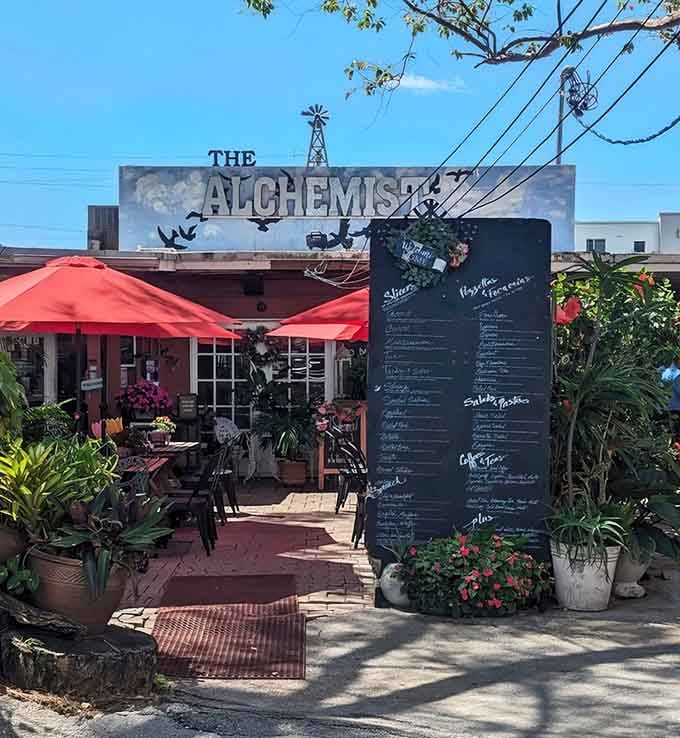 That chalkboard menu and those red umbrellas are calling your name louder than your alarm clock ever could.