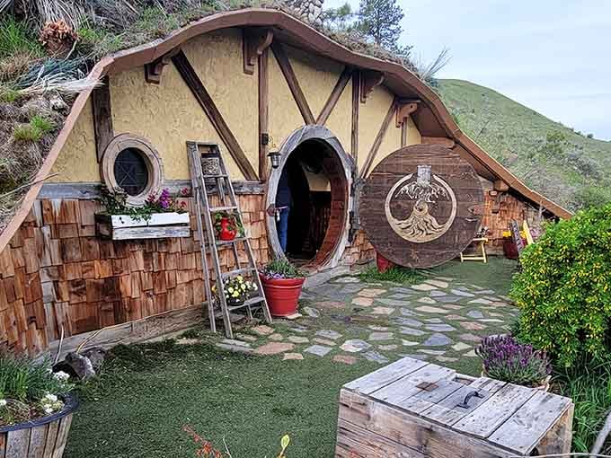 The stonework and timber framing prove someone took their hobbit architecture very seriously, and we're all better for it.