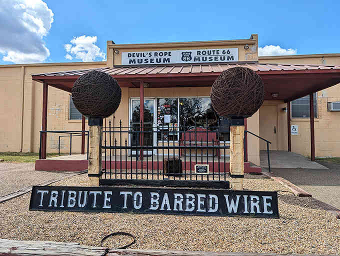 Devil's Rope Museum exterior showcasing the tribute to barbed wire that greets visitors with unmistakable Texas charm and character.