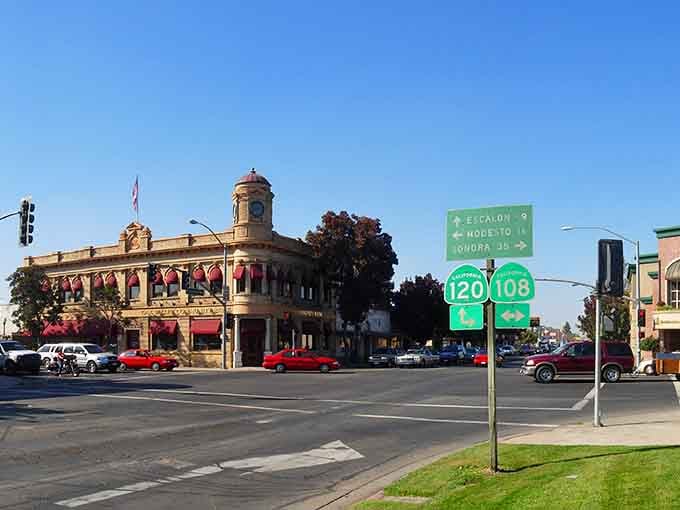 Historic architecture meets modern life where highways 120 and 108 cross paths through the heart of cowboy country.