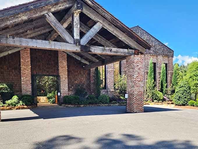 The entrance alone tells you this isn't your average strip mall restaurant, with exposed beams and brick that whisper stories of Southern charm.