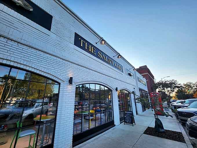 That white brick facade with those elegant arched windows isn't fooling around about bringing Britain to Alabama.