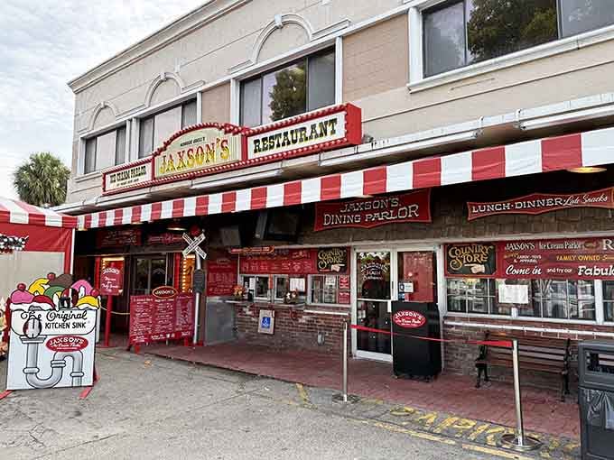 That red-and-white striped awning isn't just decoration; it's a beacon calling you home to happiness.