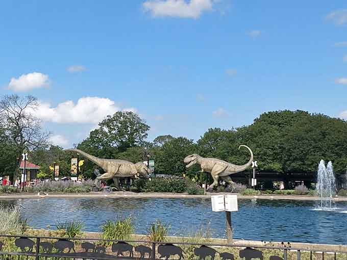 These dinosaurs have been greeting visitors for generations, proving that some classics never go extinct, unlike their real-life counterparts.