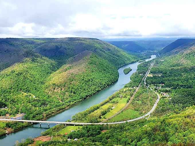 When the river decides to show off, this is what happens: pure Pennsylvania magic from above.