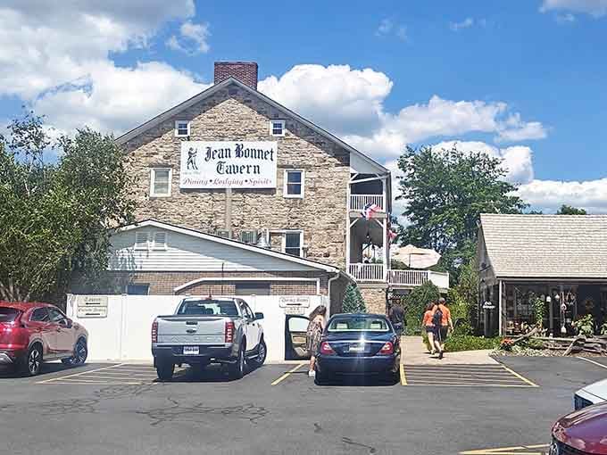 That stone facade has witnessed more American history than most textbooks, and it's still serving dinner nightly.