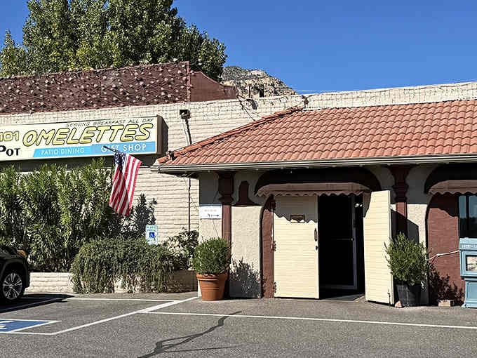 That sign isn't lying: 101 omelets await you behind those doors, each one a delicious decision you'll have to make.