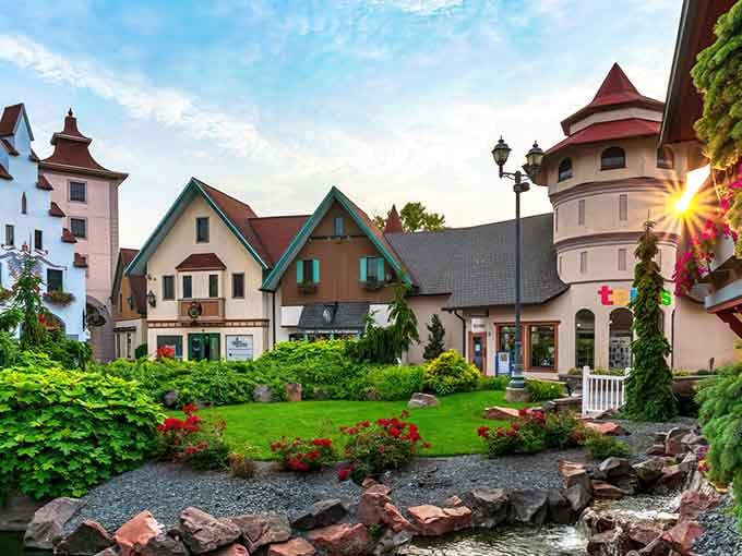 Bavarian architecture meets Michigan charm in a garden setting that looks straight out of a European postcard.