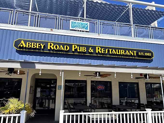That blue facade and Beatles signage practically sing "Here Comes the Sun" from the oceanfront boardwalk.