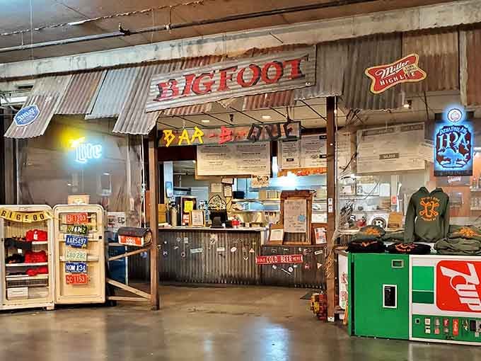 That corrugated metal facade and neon glow means serious barbecue business is happening inside this Flagstaff treasure.