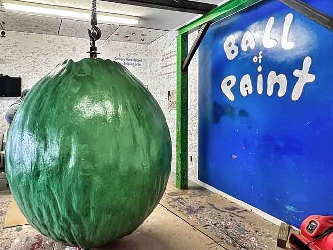 This massive green ball isn&rsquo;t just painted&mdash;it&rsquo;s a surreal, eye-catching landmark in the heart of rural Indiana.