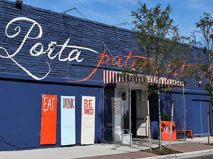 The blue exterior stands out on Cookman Avenue like a beacon calling all hungry souls to pizza paradise.