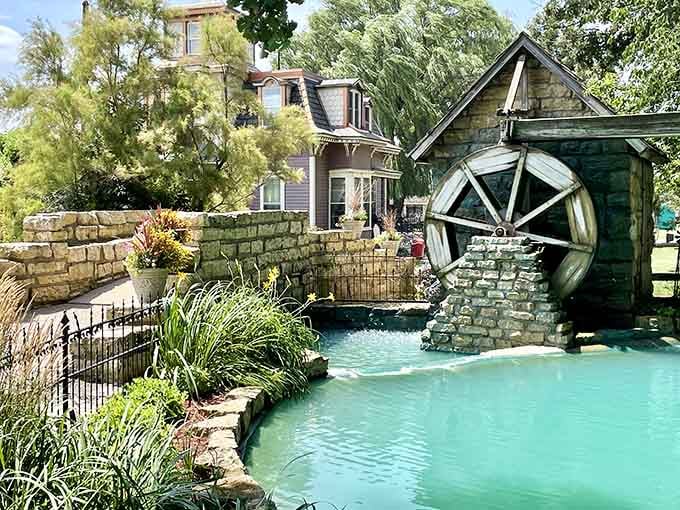 That stunning water wheel isn't just for show; it's a working piece of history that'll make you forget about modern conveniences.