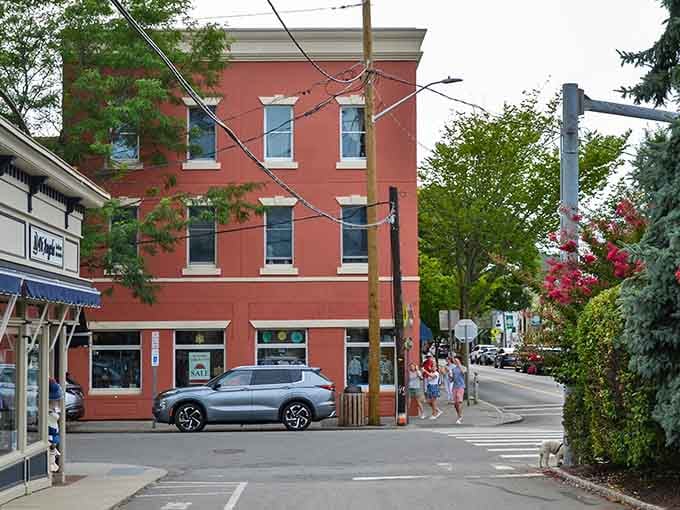 Historic Main Street where every storefront tells a century-old story and parking spots are pure gold.