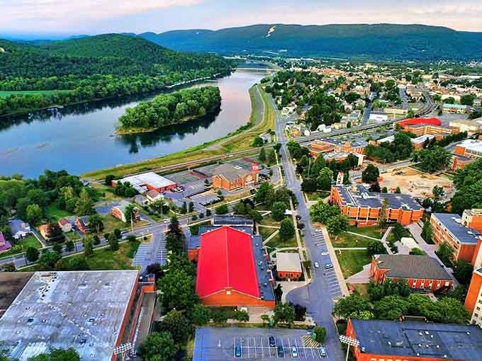 Lock Haven spreads along the Susquehanna like a postcard that forgot to charge resort prices for the view.