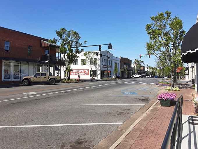 Brick sidewalks and blooming tulips create a downtown that refuses to apologize for being absolutely charming.